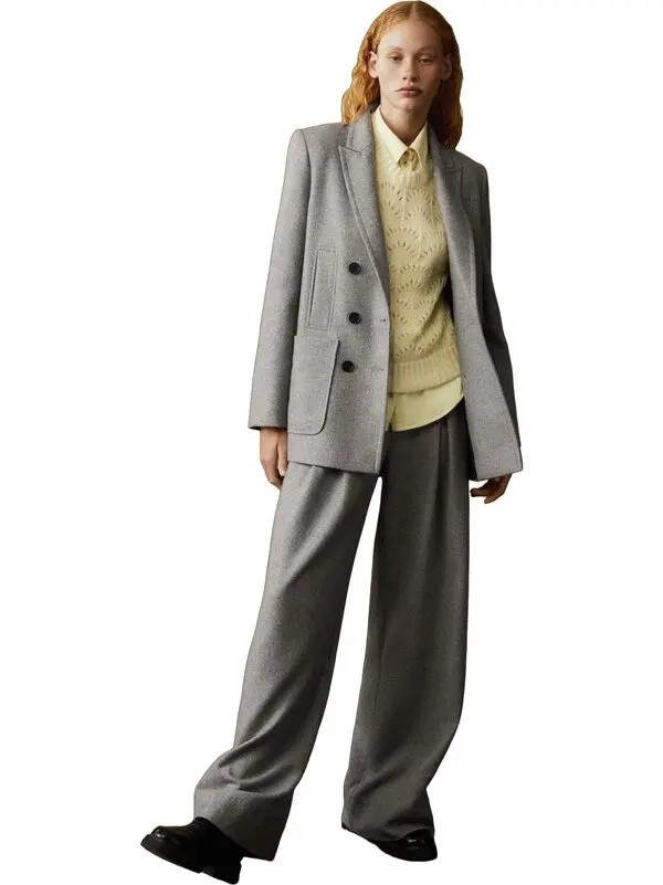 ME+EM Wool-blend Herringbone Relaxed Jacket - Grey