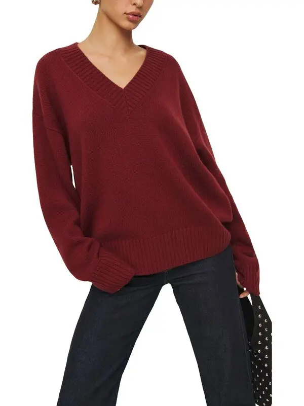 REFORMATION Jadey Oversized Cashmere Sweater - Chianti