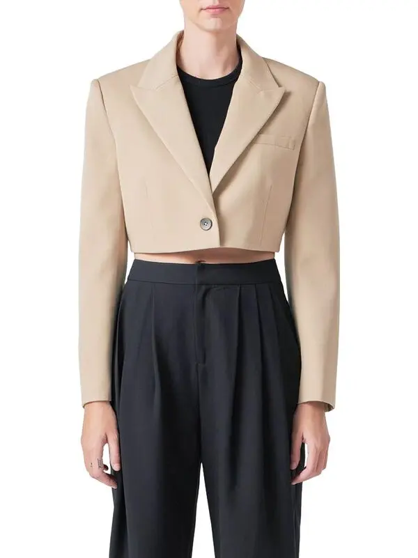 GREY LAB Cropped Blazer - Beige