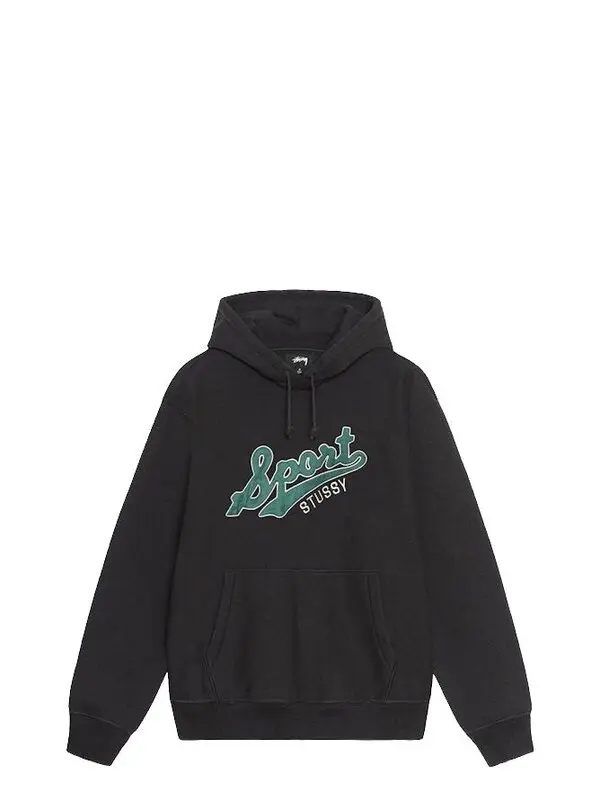 StÜssy Satin Patch Oversized Hoodie - Washed Black