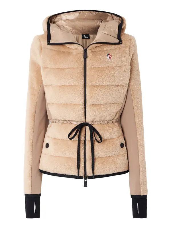 Moncler Fleece Quilted Hooded Jacket - Neutrals