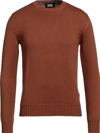 Alpha Studio Merino Wool Crewneck Sweater - Brown