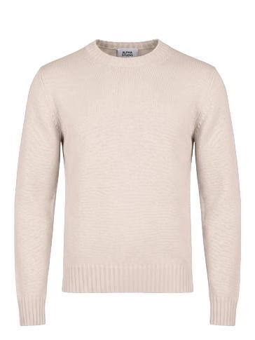 Alpha Studio Merino Wool Crewneck Sweater - White