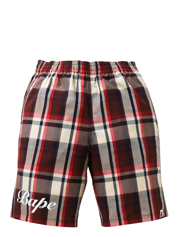 A BATHING APE Check Shorts - Red