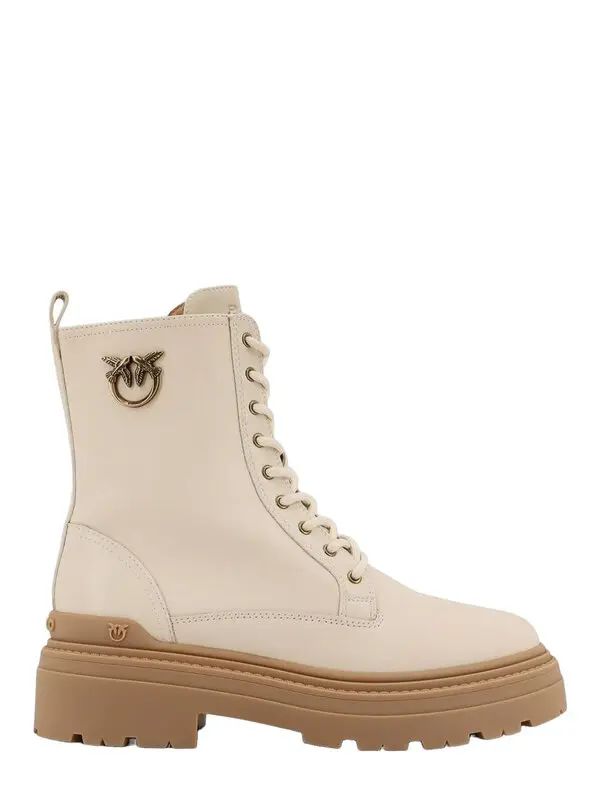 Pinko Lace-up Boots - Cream