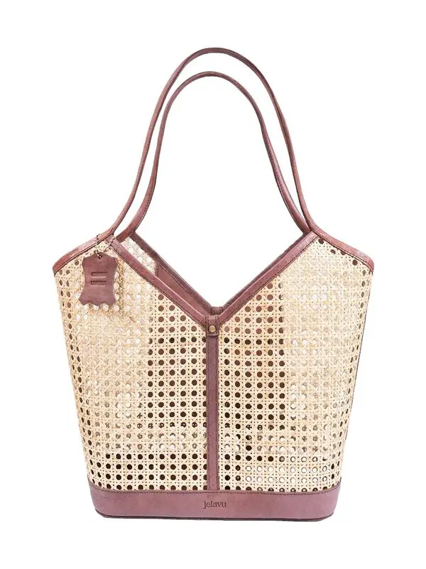 JELAVU Ophelia Cane Tote Bag - Chocolate
