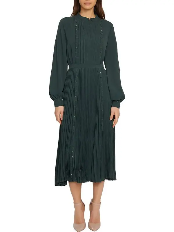 Elie Tahari Alania Pleated Midi Dress - Juniper