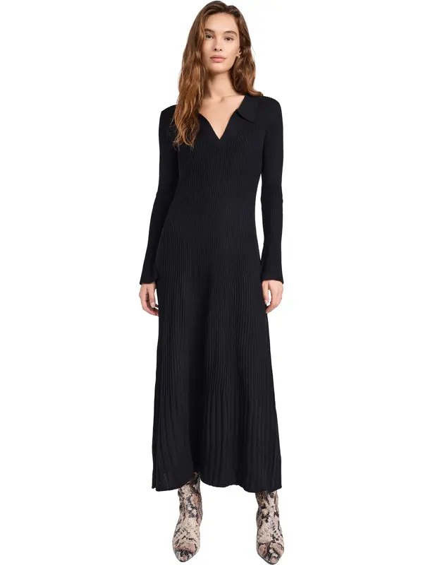 O.P.T Nicole Ribbed Knit Dress - Black