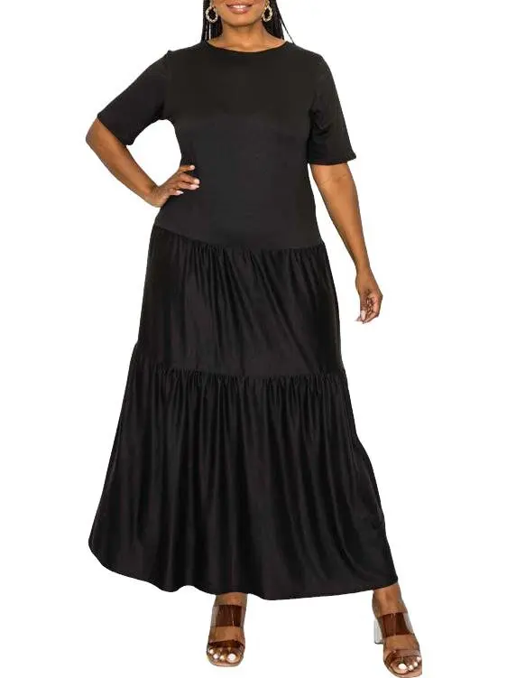 L I V D Jourdan Tiered Maxi Dress - Black