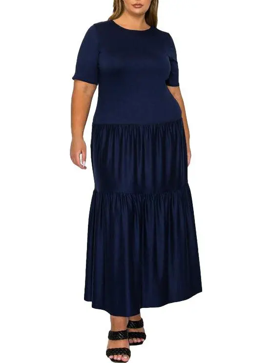 L I V D Jourdan Tiered Maxi Dress - Navy