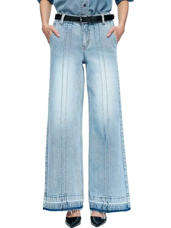 BAYEAS Jermy Seamed High-waist Wide-leg Jeans - Iceberg Blue/blue