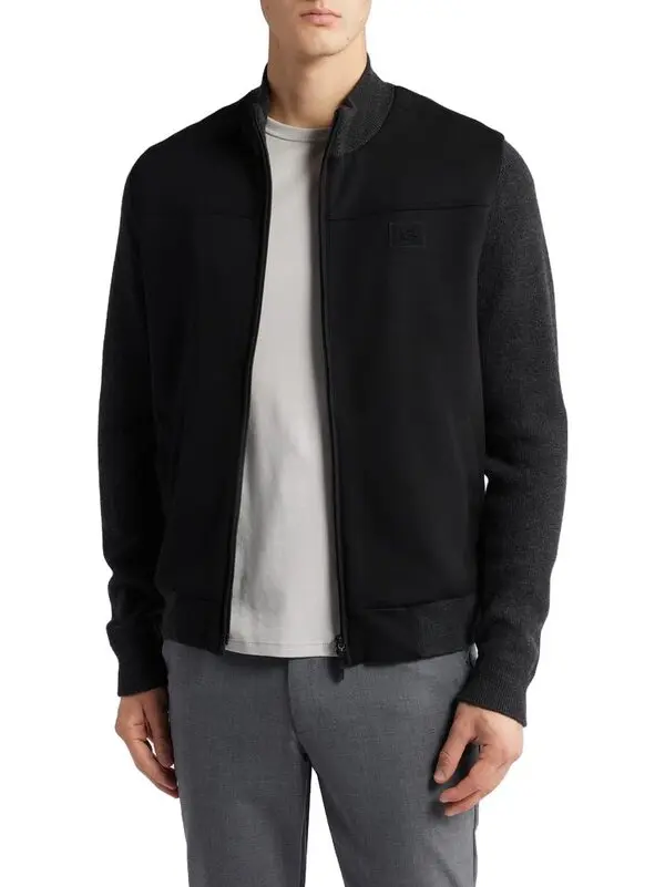 Robert Barakett Cooper Mixed Media Zip Jacket - Charcoal