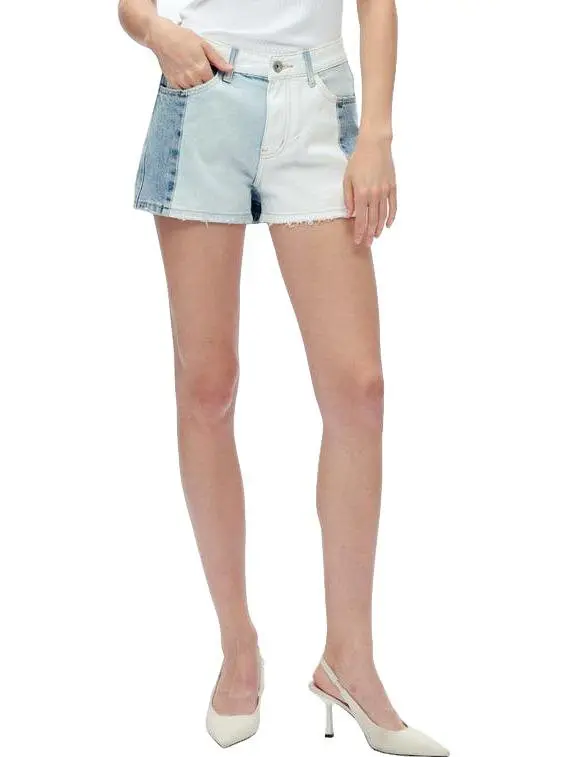 BAYEAS Elsa Patchwork Denim Shorts - Light Blue