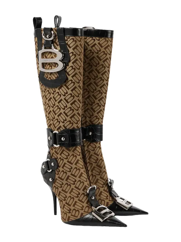 Balenciaga Essex Leather-trimmed Knee-high Boots - Beige