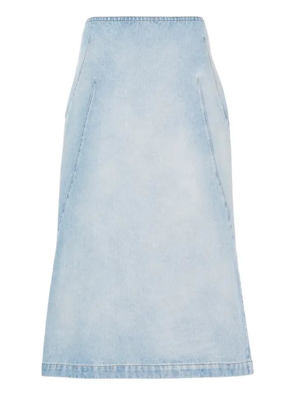 Dries Van Noten Denim Midi Skirt - Blue