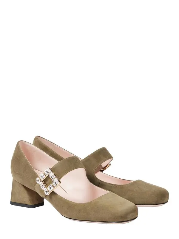 ROGER VIVIER Trés Vivier 45 Suede Pumps - Green