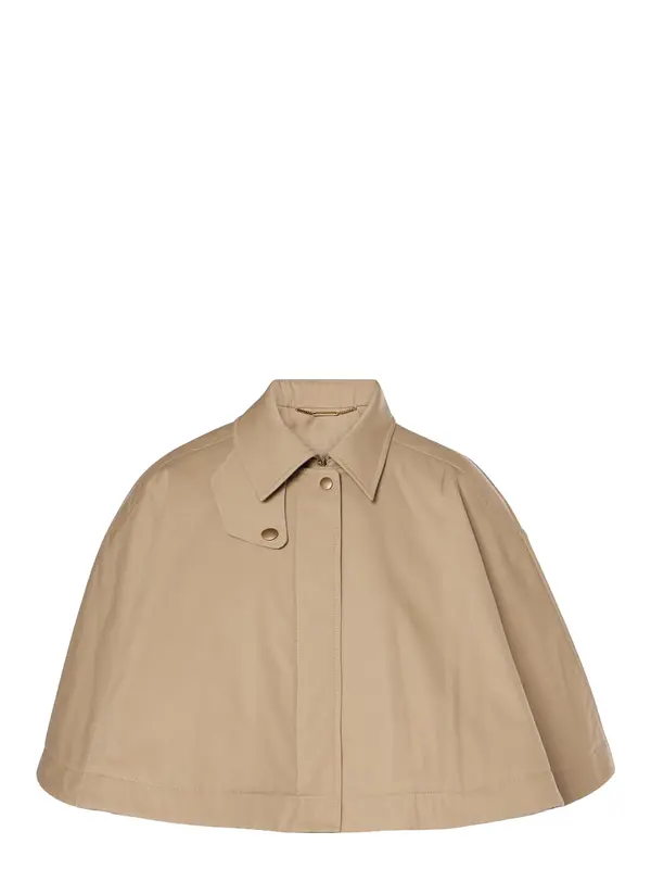 Chloé Cropped Cotton Gabardine Cape - Beige