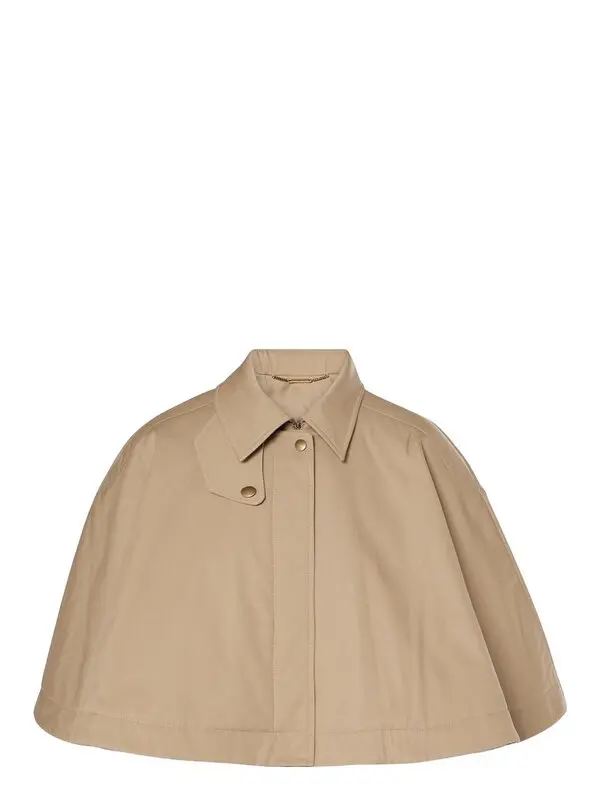 Chloé Cropped Cotton Gabardine Cape - Beige