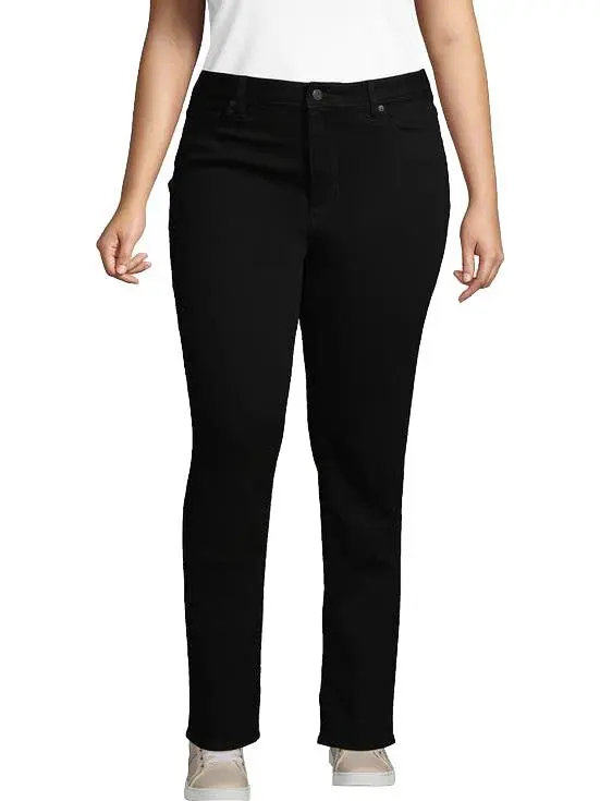 LANDS' END Mid-rise Straight-leg Jeans - Black