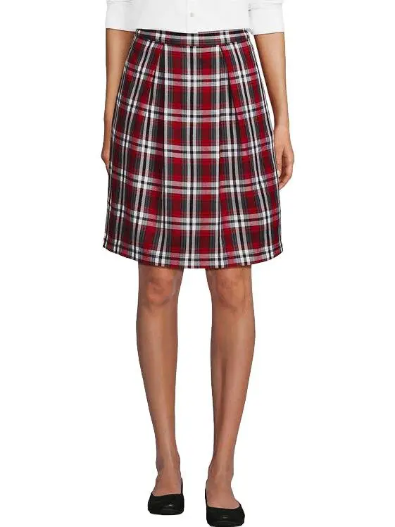 LANDS' END Plaid Skort - Red/graphite Plaid