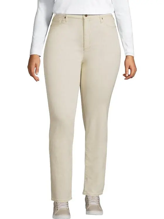 LANDS' END High Rise Straight Leg Jeans - Natural