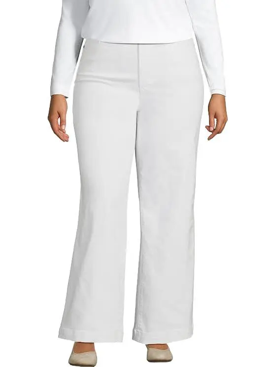 LANDS' END High Rise Wide Leg Denim Jeans - White