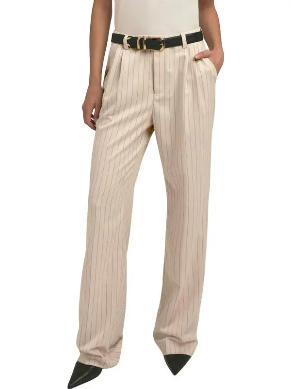 FAVORITE DAUGHTER Pinstripe Wide Leg Pants - Natural Pinstripe