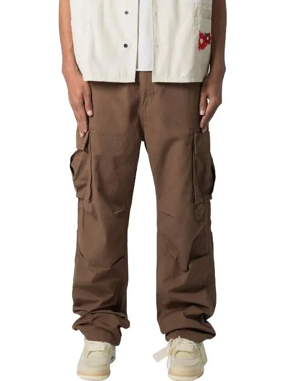 Mnml Ultra Baggy Cotton Cargo Pants - Brown