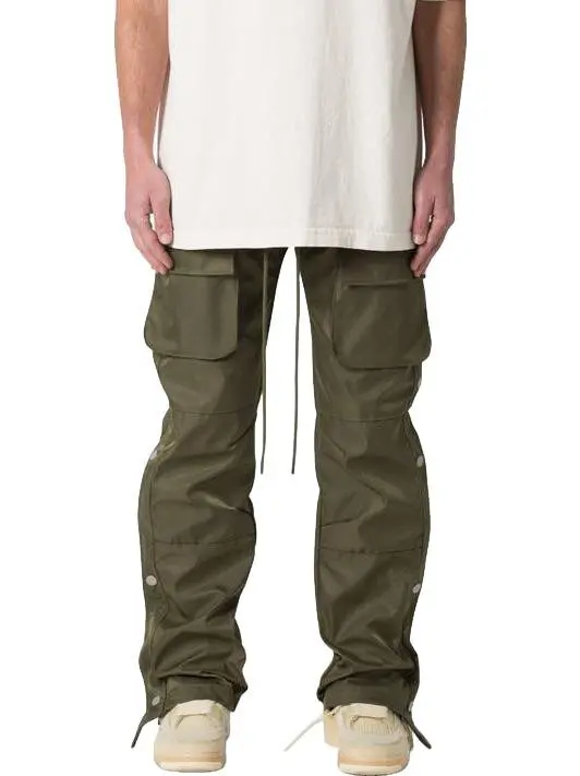 Mnml Side Snap Nylon Cargo Pants - Olive