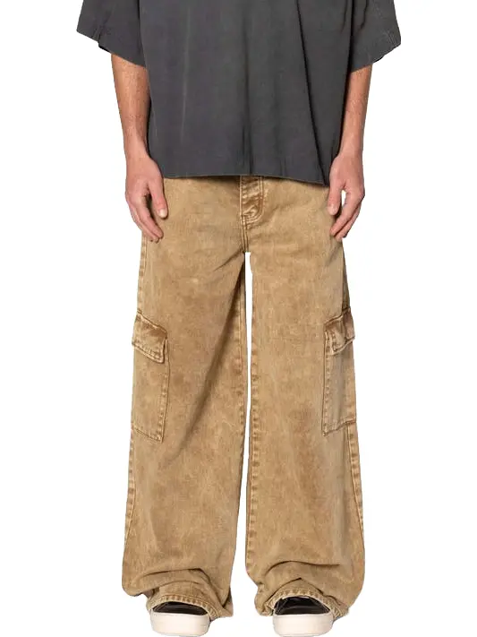 Mnml Baggy Denim Cargo Pants - Brown