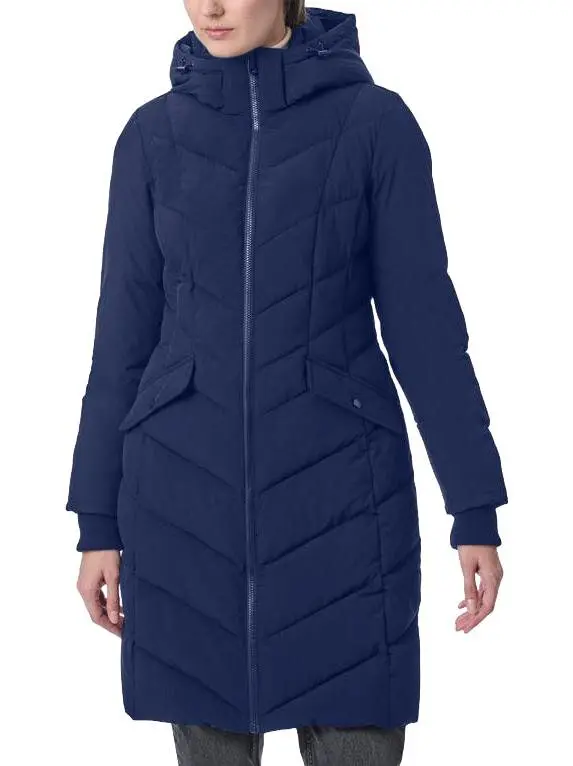 Bernardo Hooded Walker Coat - Navy