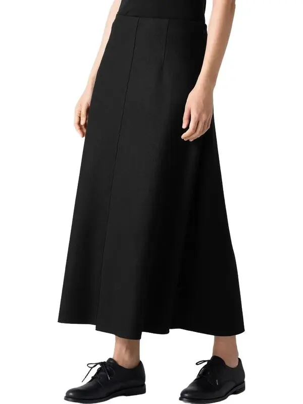 Eileen Fisher Felted Wool Jersey A-line Skirt - Black