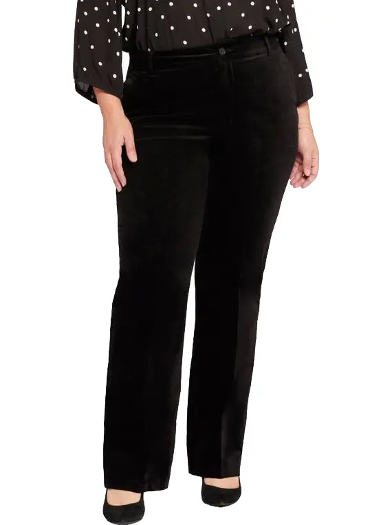 NYDJ Straight Leg Velveteen Trousers - Black