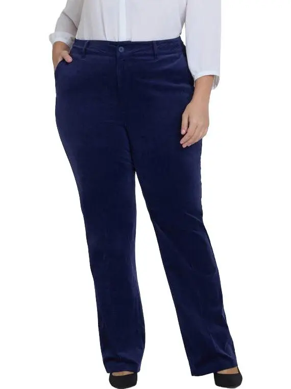NYDJ Straight Leg Velveteen Trousers - Dark Sapphire