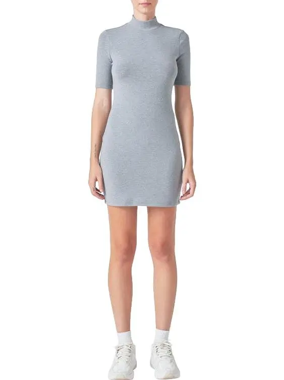 GREY LAB Soft Mock Neck Body-con Minidress - Heather Grey
