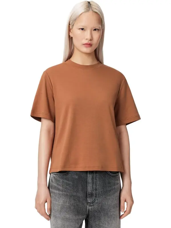 ALLSAINTS Lisa Boxy Crew Neck T-shirt - Pecan Brown
