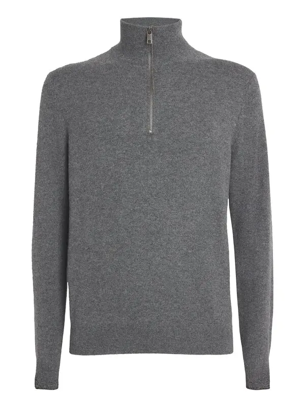 Falke Cashmere Quarter Zip Sweater - Grey