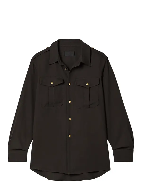 NILI LOTAN Jeanette Wool Shirt - Brown