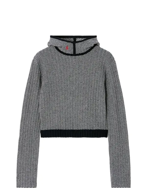Perfect Moment Jazzy Jacquard-knit Wool And Cashmere-blend Hoodie - Gray