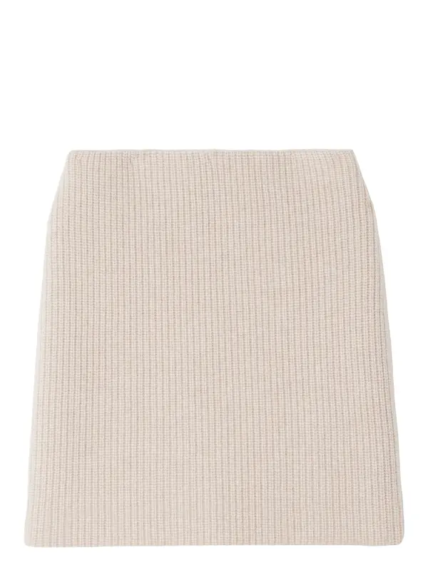 LIBEROWE Ribbed Cashmere Mini Skirt - Neutrals