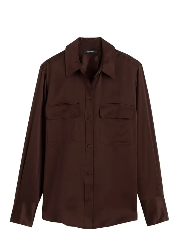 Madewell Silk Flap-pocket Button-up Shirt - Dark Carob