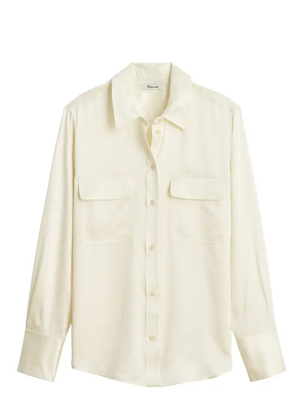 Madewell Silk Flap-pocket Button-up Shirt - Winter White