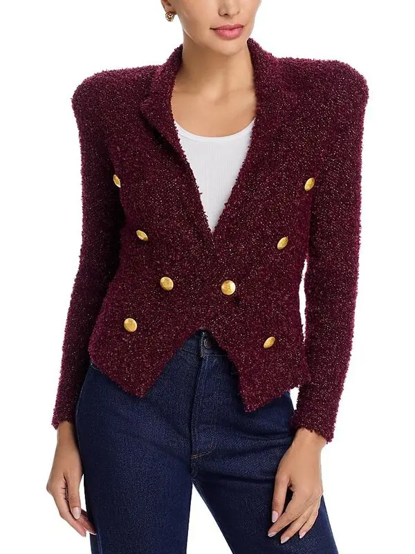 L'Agence Bethany Knit Blazer - Dark Syrah/gold