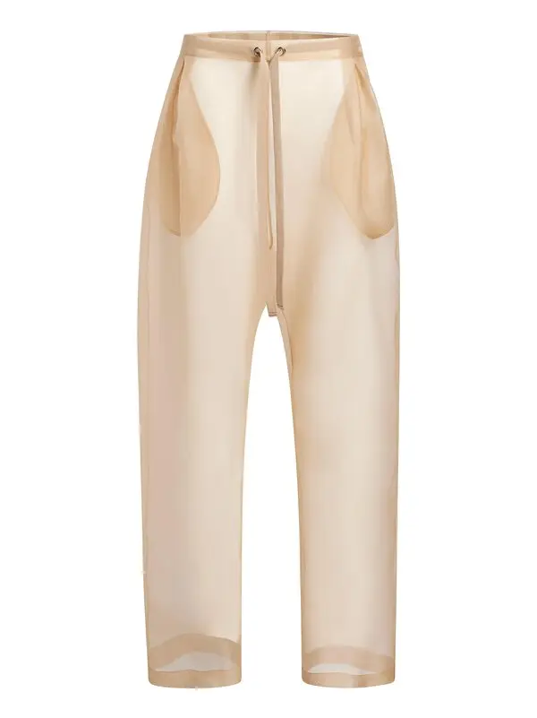 Khaite Trenton Silk-organza Drawstring Pants - Tan