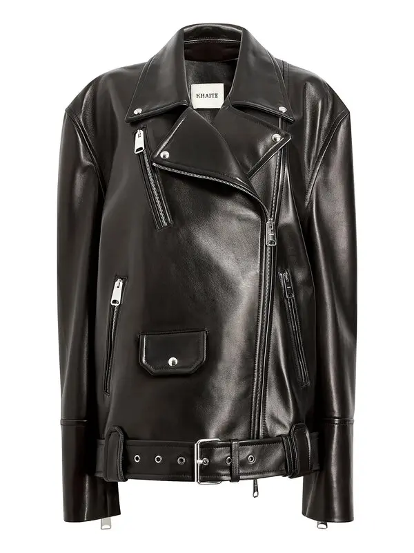 Khaite Hansel Leather Moto Jacket - Black