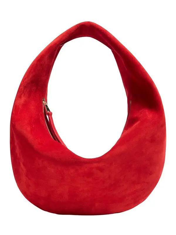 Khaite Olivia Medium Suede Hobo Bag - Red