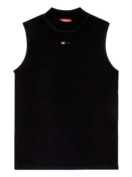 DIESEL Mock Neck Ribbed Tank Top - Black