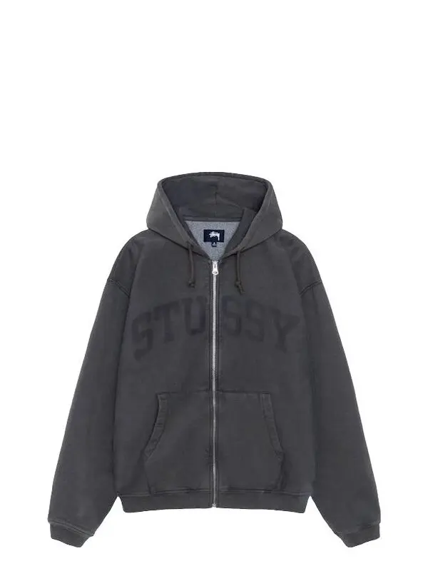 StÜssy Graphic Zip Hoodie - Washed Black