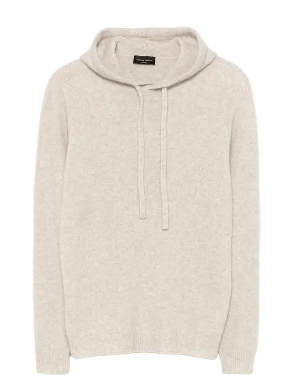 ROBERTO COLLINA Marl Knit Hoodie - Neutrals
