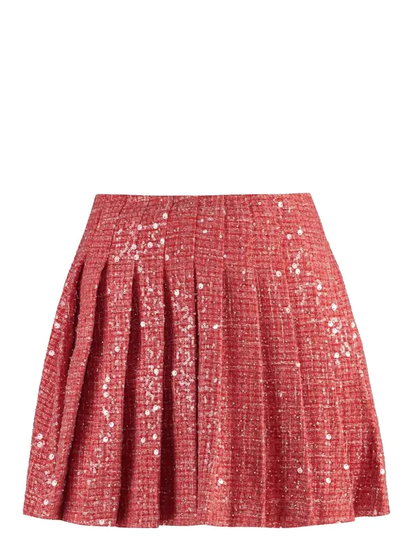SELF-PORTRAIT Sequin-embellished Mini Skirt - Red
